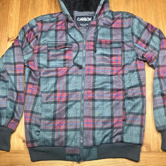 Carbon | Jackets & Coats | Carbon Mens Checkered Jacket Red And Gray ...